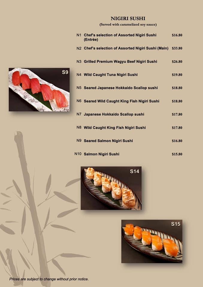 Menu at Yume Modern Japanese Restaurant, Erina