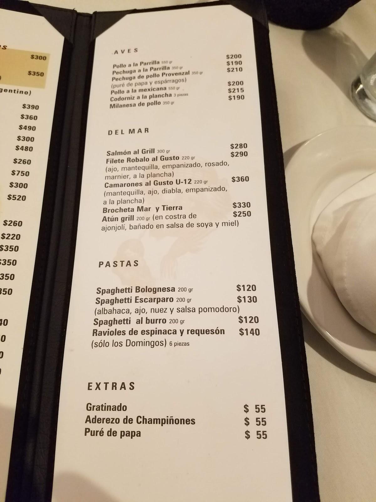 Menu at La Estancia Gaucha restaurant, Guadalajara, Av Niños Héroes 2860-A
