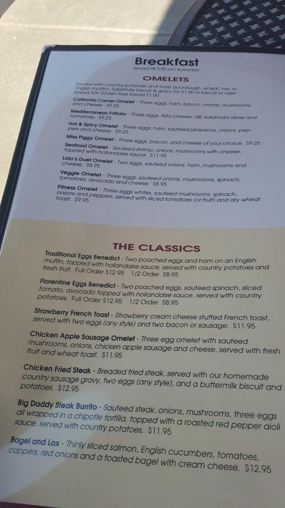 Menu at Lido Café and Bakery, Carmichael, Fair Oaks Blvd