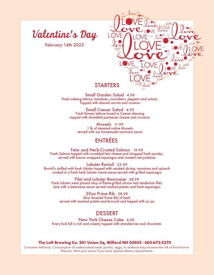 Menu at Pasta Loft Restaurant, Milford