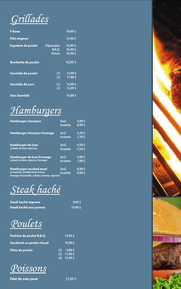 Menu at Resto L'Entourage restaurant, Amos