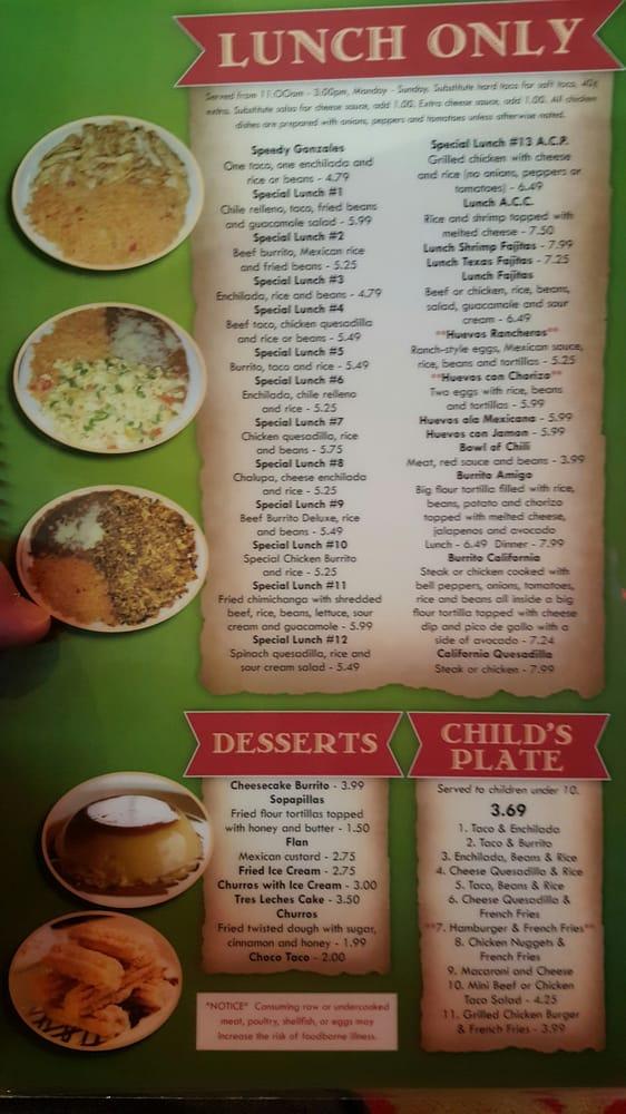 Menu at Monte De Rey Mexican Restaurant, Clemmons, River Ridge Dr