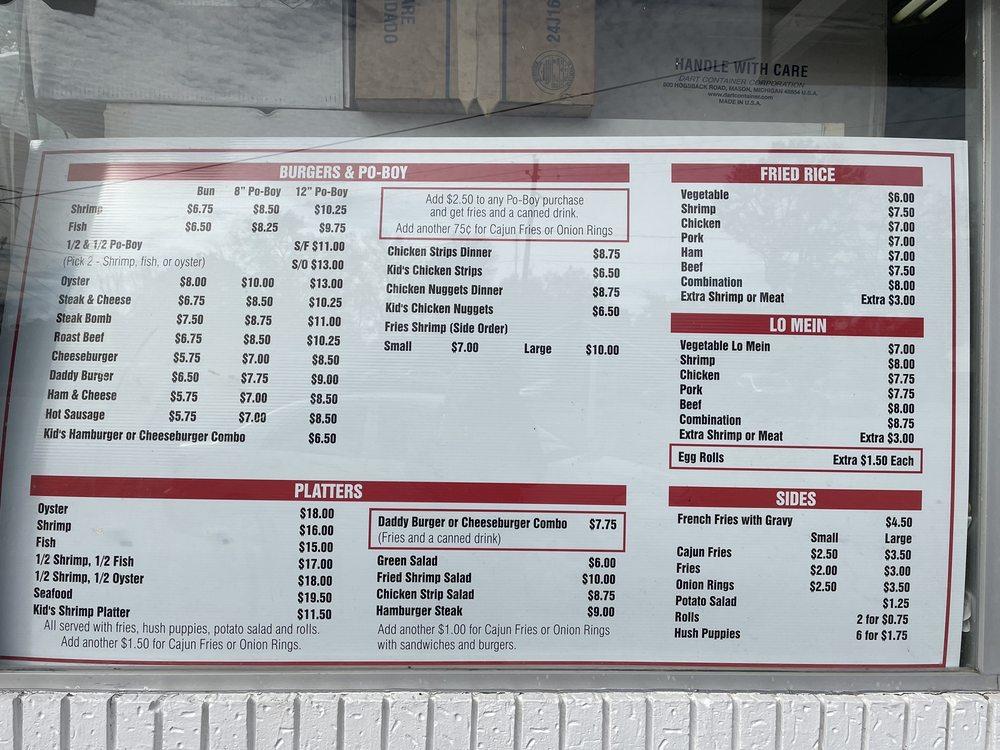 Menu at Ben's Deli restaurant, Gulfport