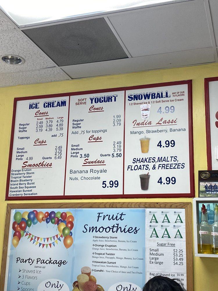 Menu at Chris' Water & Ice, Phoenix