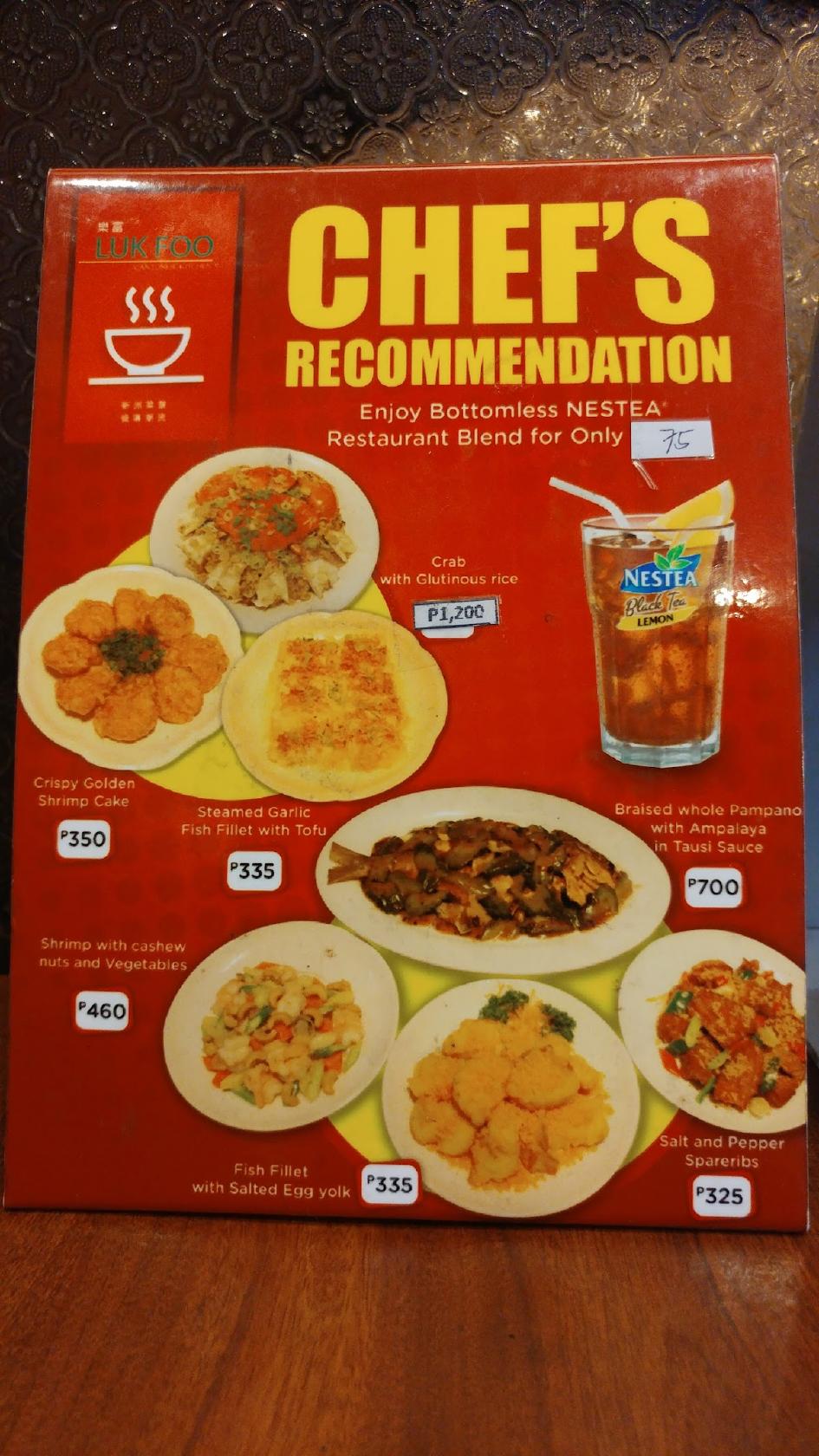 Menu at Luk Foo Cantonese Kitchen restaurant, Mabalacat, 5HFQ+VC4