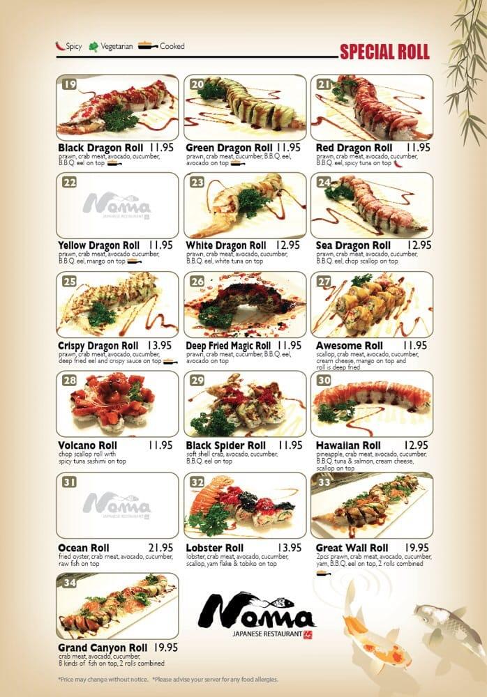 Menu at Noma Sushi Japanese Restaurant, Langley Township, Willoughby ...