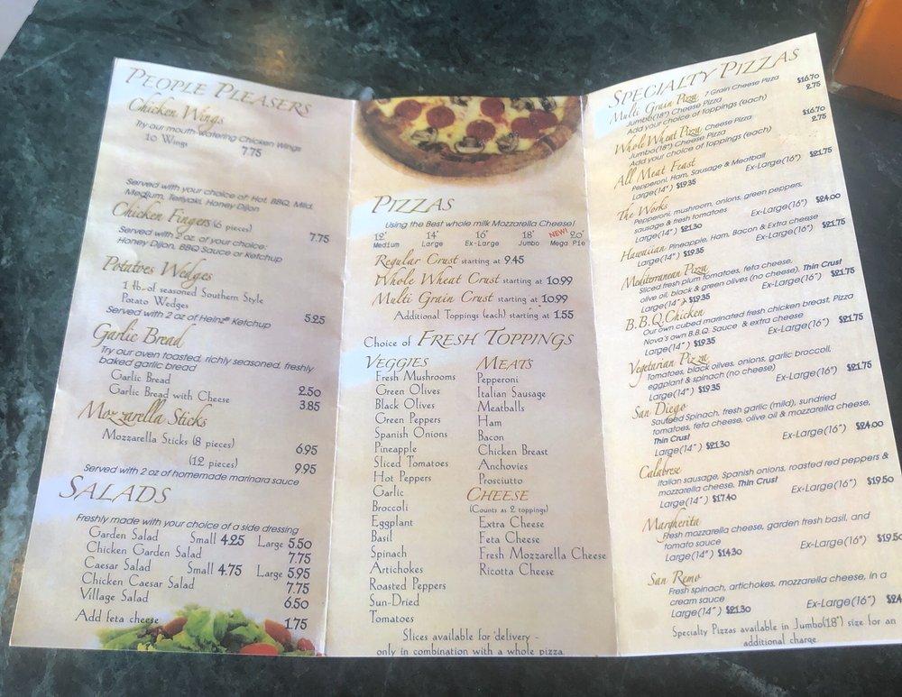 Menu at Pizza Nova pizzeria, Tenafly