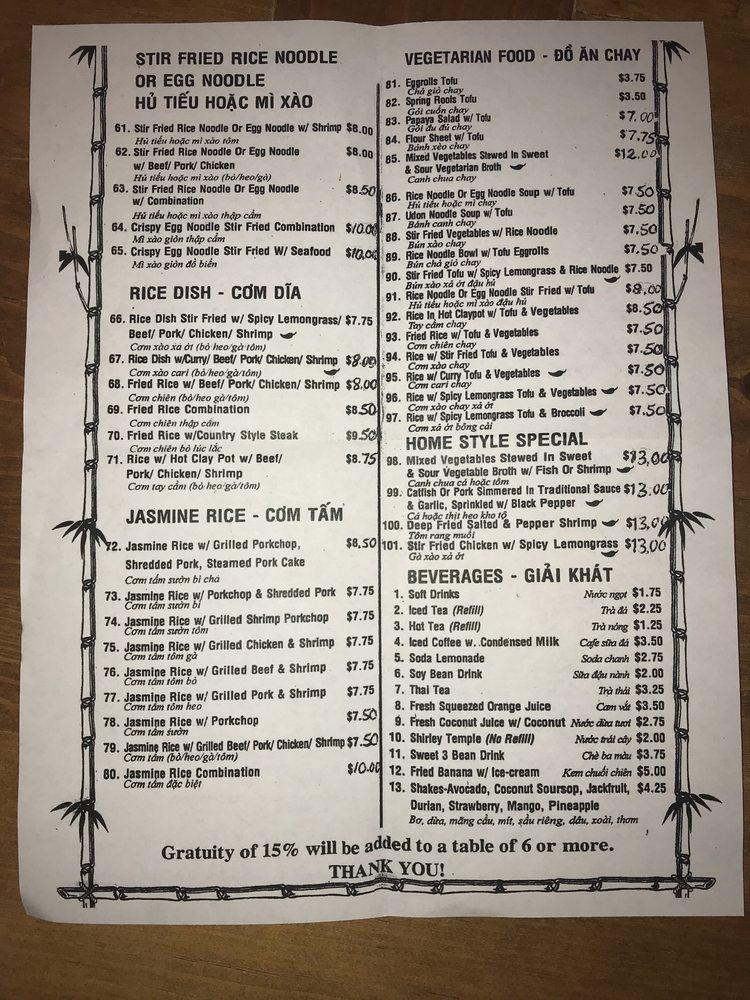 Menu at Viet Taste restaurant, Albuquerque, Menaul Blvd NE