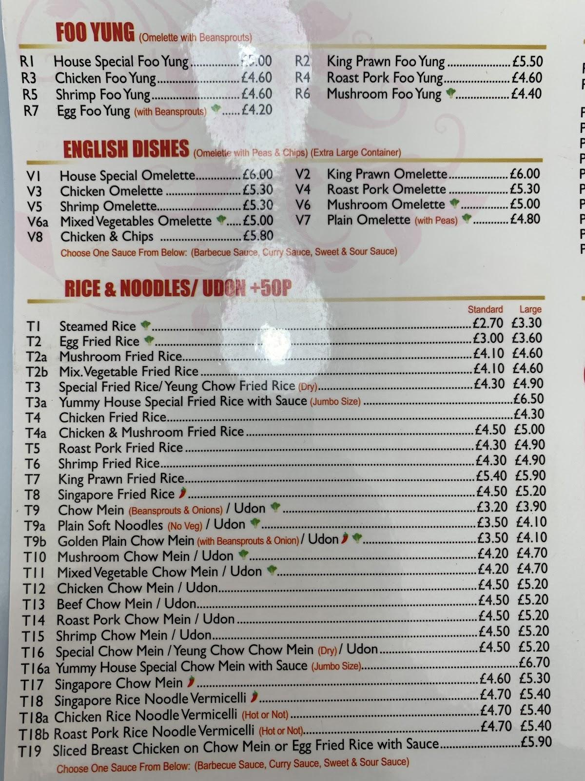 Menu at Yummy House fast food, Canvey Island