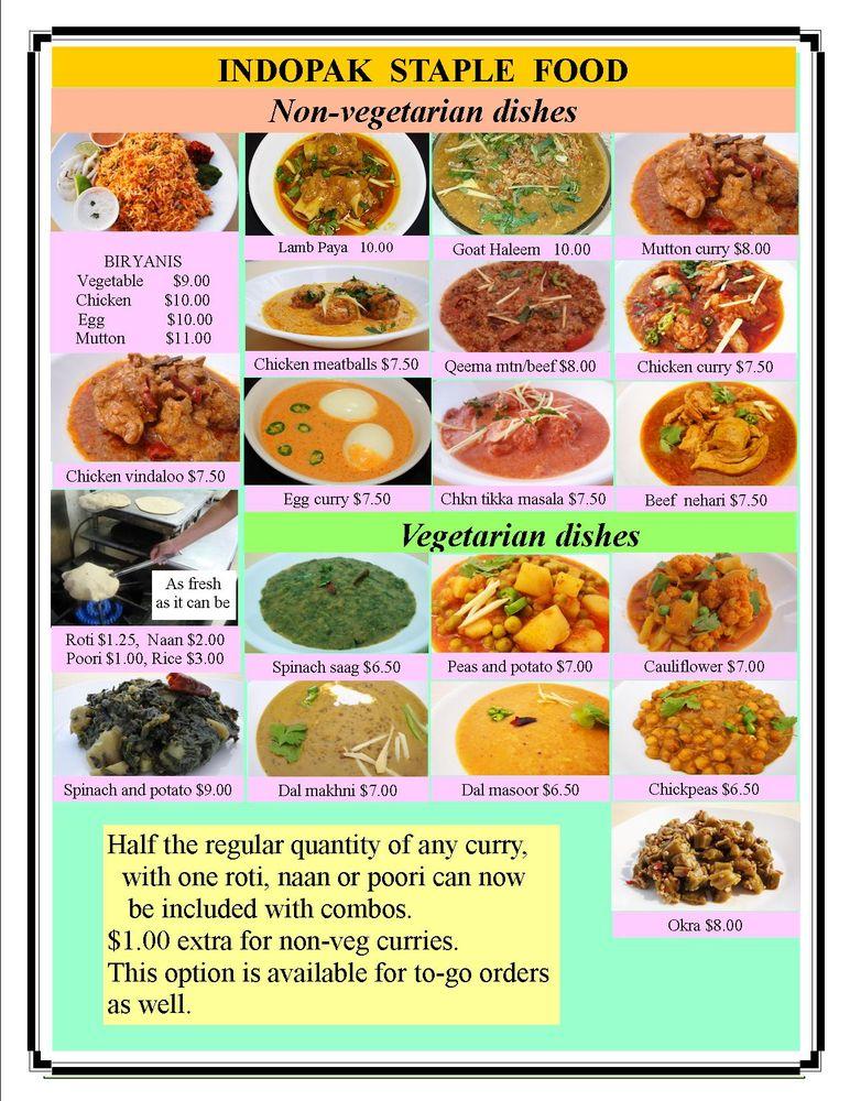 Menu at Aroma restaurant, Bentonville