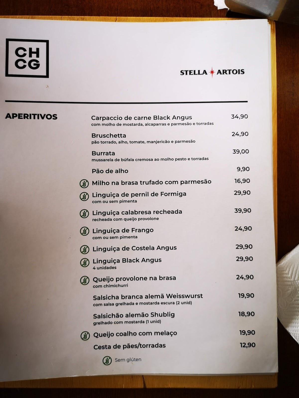 Menu at Chicago Prime Casa de Carnes restaurant, Brasília, Asa Norte ...