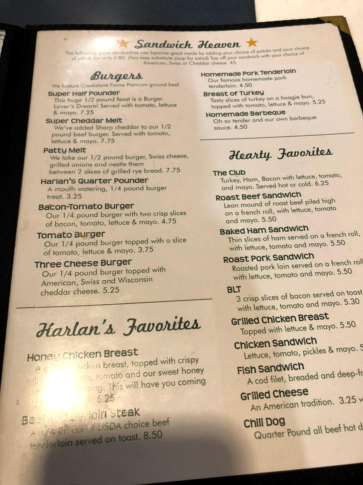 Menu at Harlan's Fine Foods restaurant, Davenport
