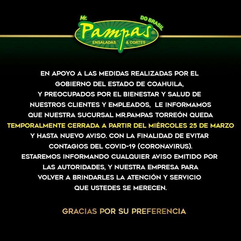 Carta del pub y bar Mr Pampas Torreón, Torreón