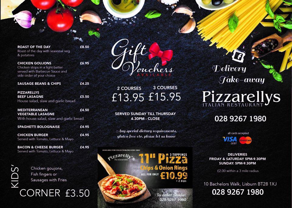 Pizzarellys in Lisburn - Restaurant menu and reviews