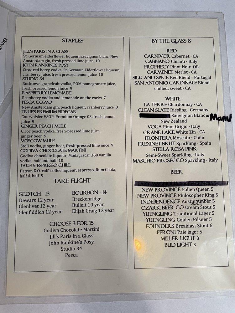 Menu at Take 5 Bistro Bar, Eureka Springs