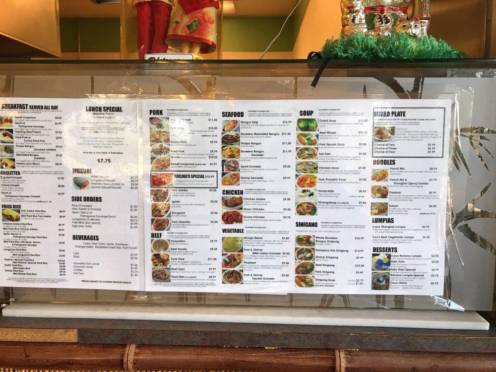 Menu at Thelma's Filipino Restaurant, Henderson, W Sunset Rd
