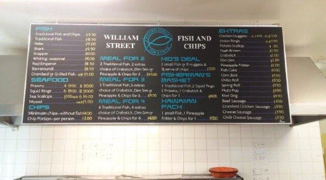 Menu at William St Fish & Chips restaurant, Beckenham