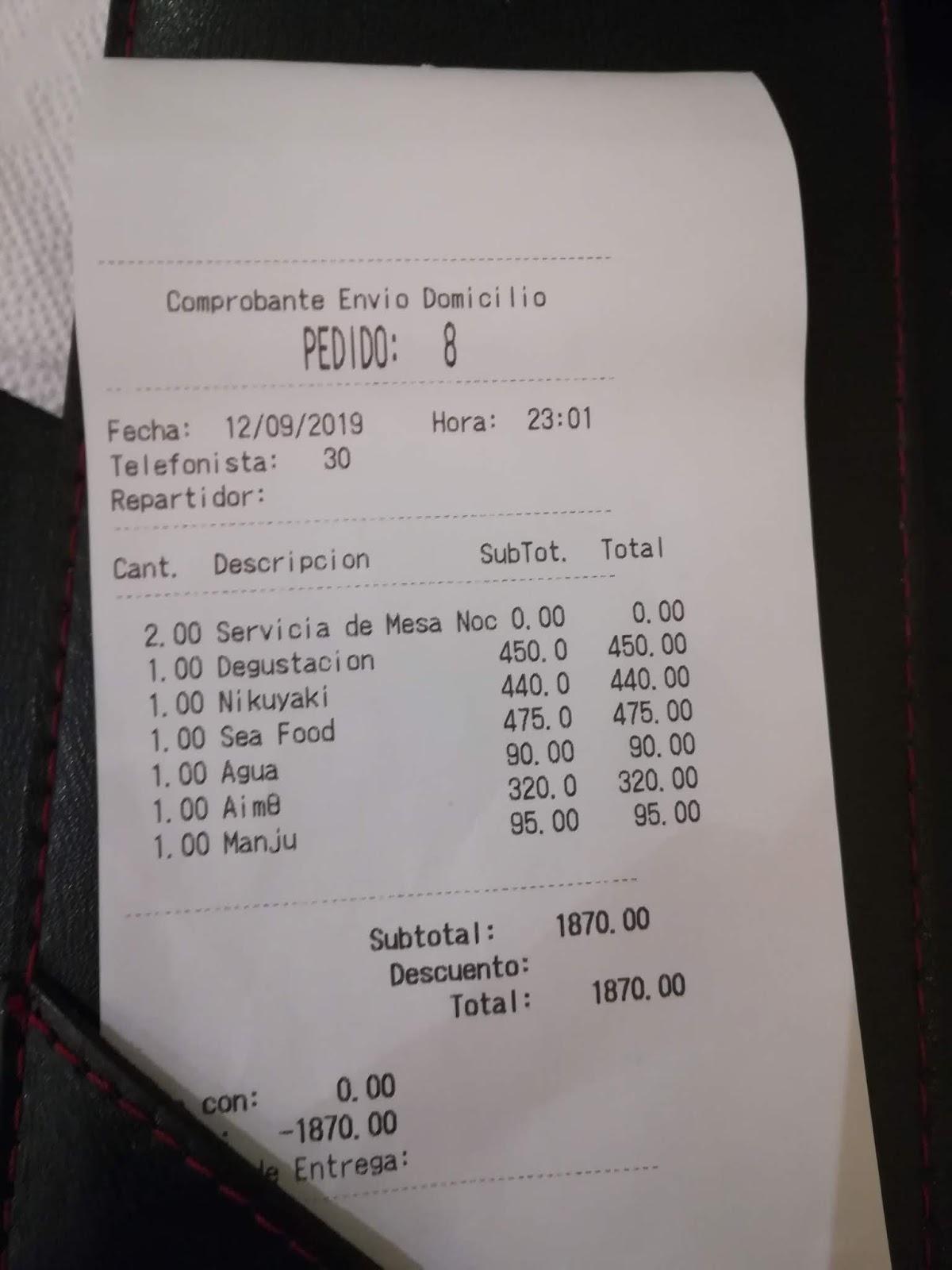 Menu at Akari Sushi Bar, La Plata