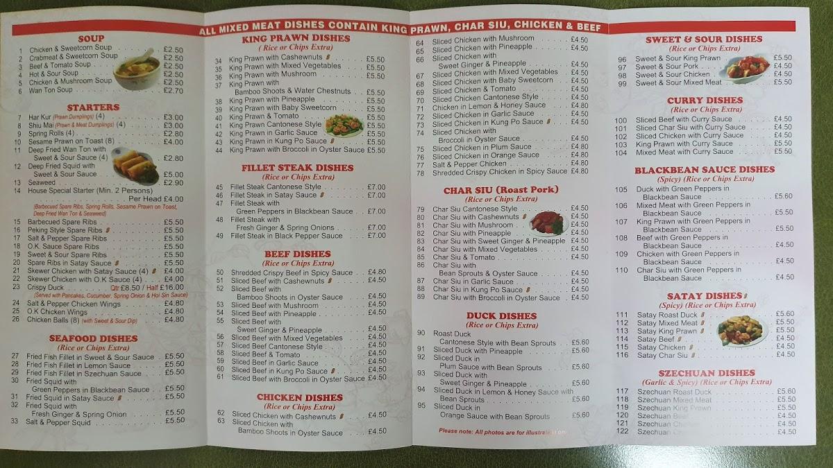 Menu at The First Chinese Takeaway fast food, Sale