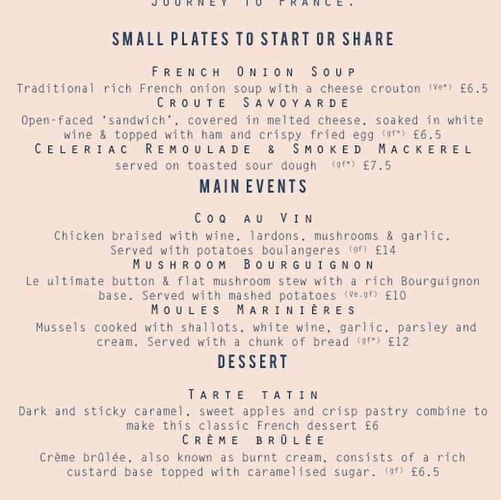 Menu at Coates House pub & bar, Bristol