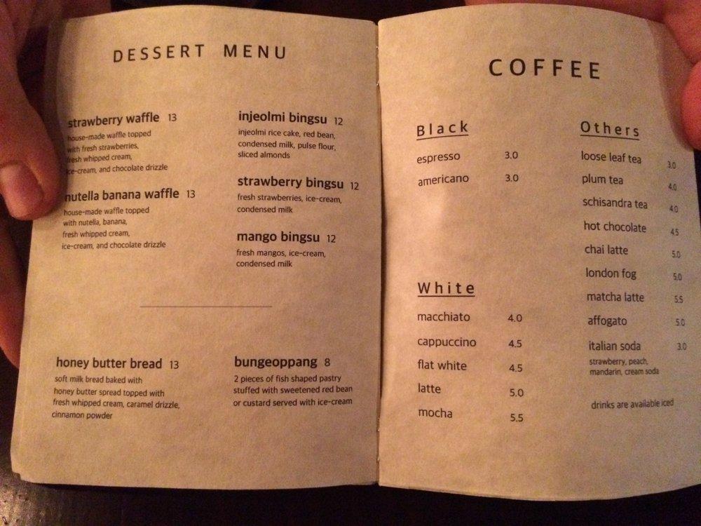 Menu at Hanjan South restaurant, Edmonton, 99 St NW