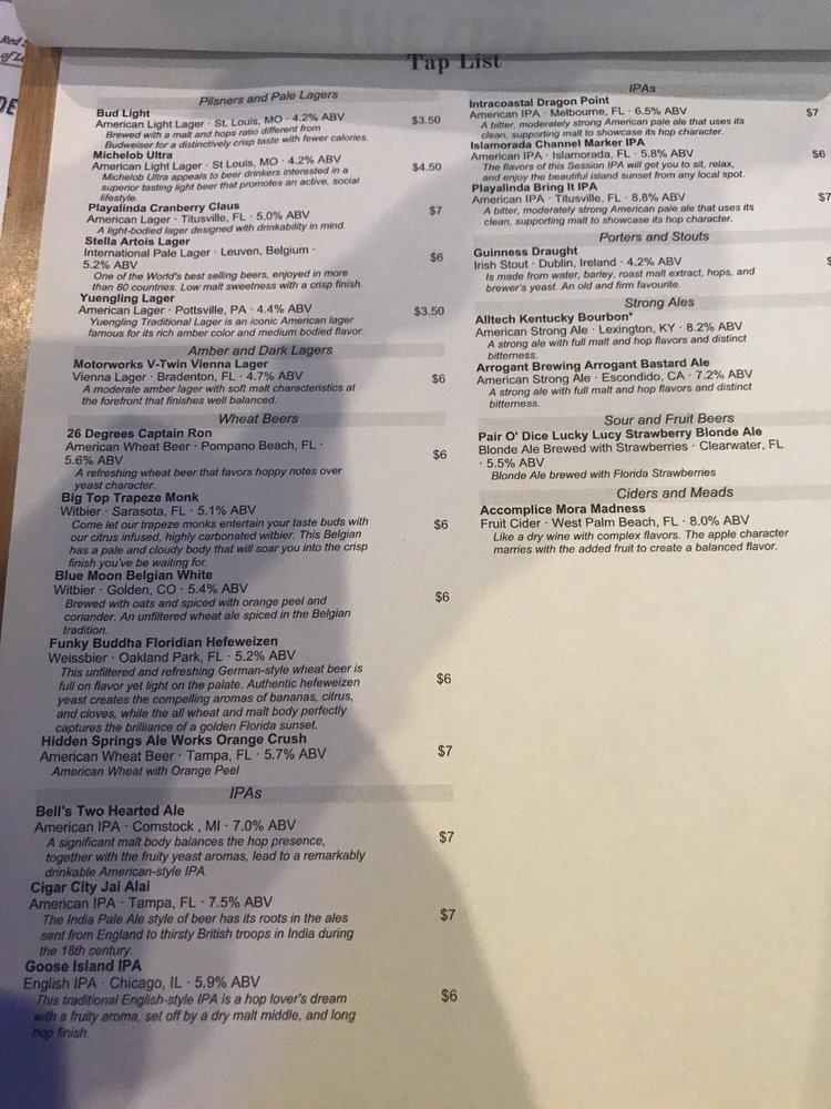 Menu at Ocean 302 steakhouse, Melbourne Beach