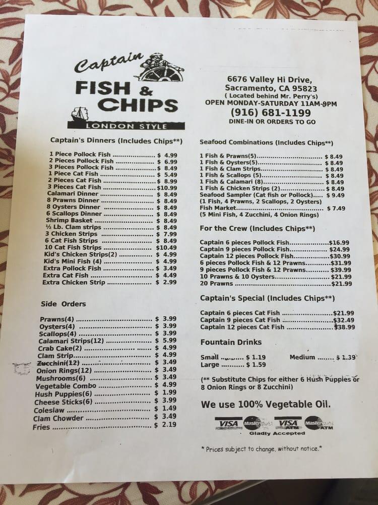 Menu at Captain Fish & Chips restaurant, Sacramento, Valley Hi Dr