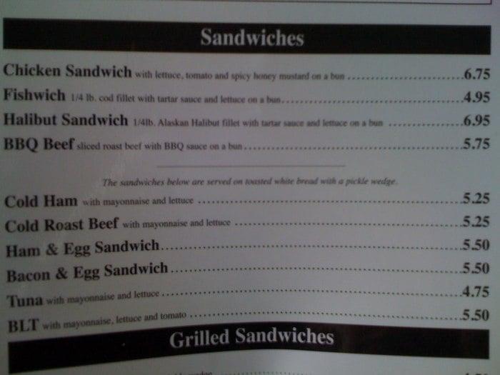 Menu at Lucky Wishbone restaurant, Anchorage