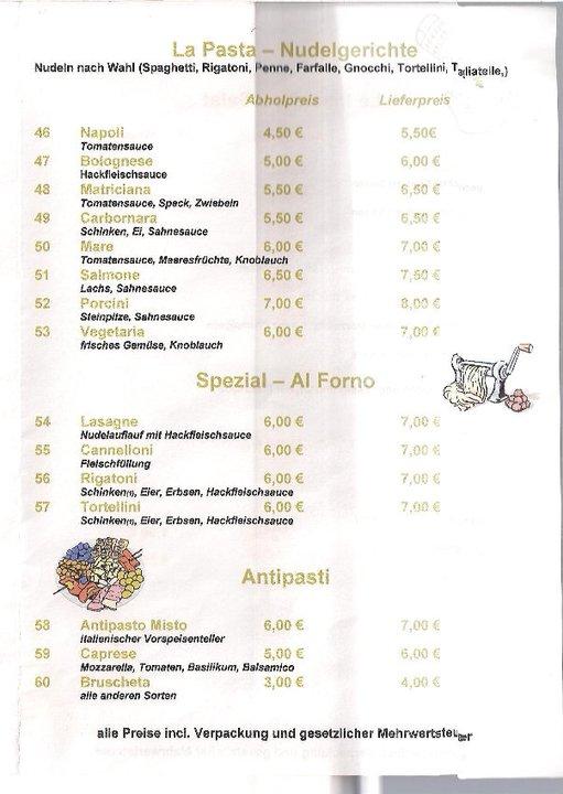 Menu at Pizza Snack, Herrenberg