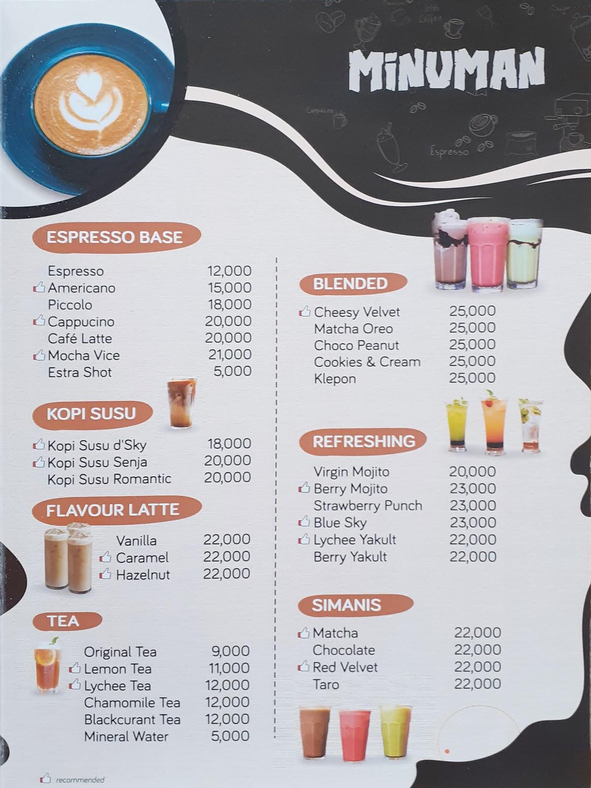 Menu at d'Sky Kedai Makan & Kopi restaurant, Semarang
