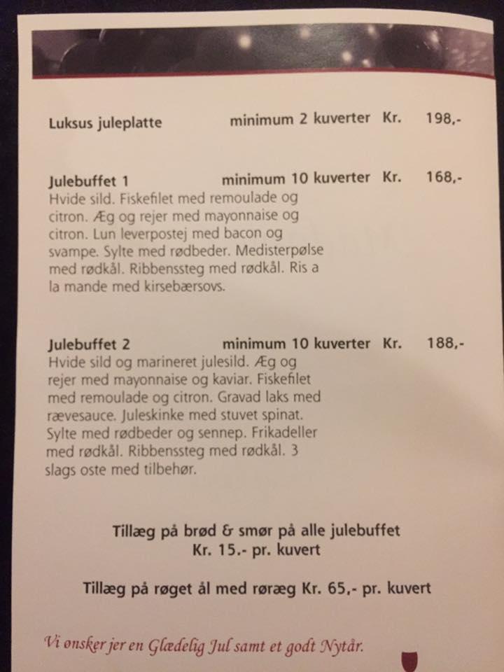 Menu at Madame Corell restaurant, Vig