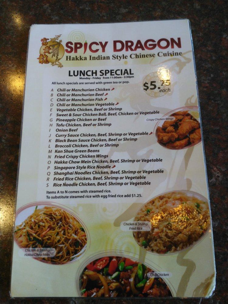 Menu at Spicy Dragon Restaurant, Toronto, Kennedy Rd
