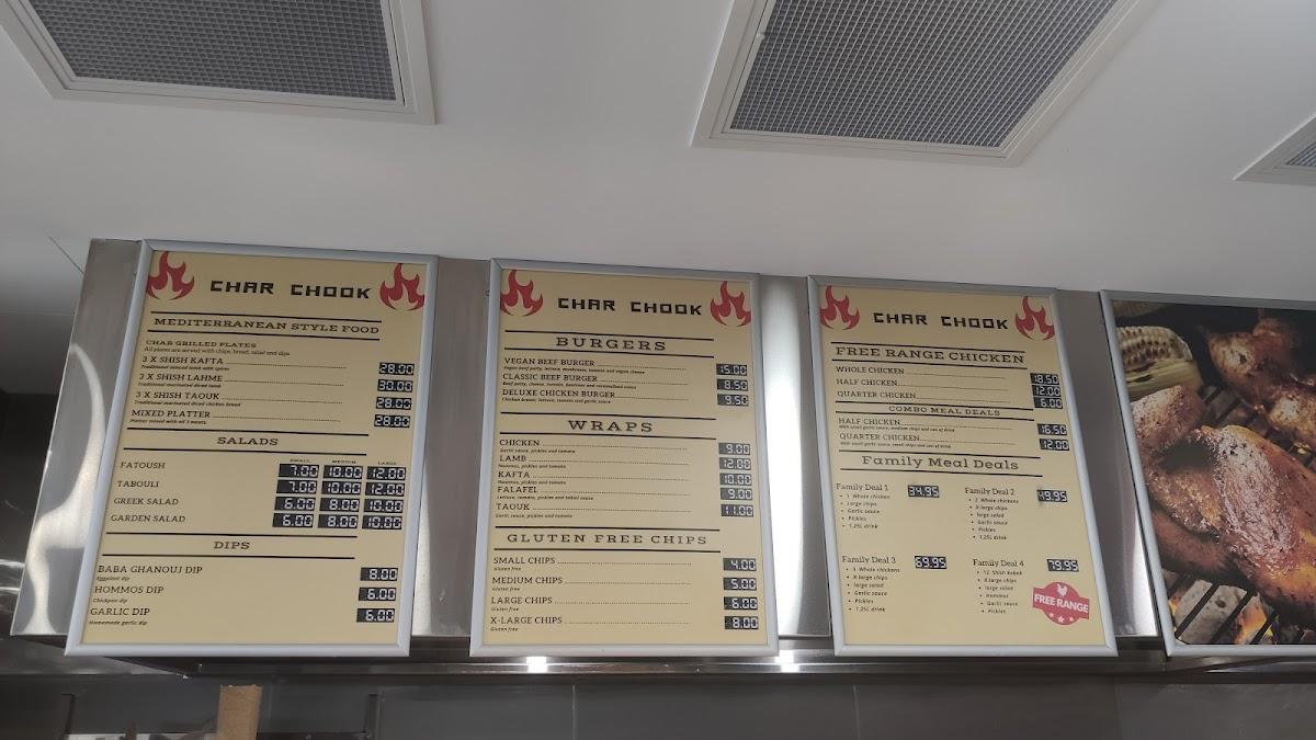 Menu at Char chook restaurant, Moggill