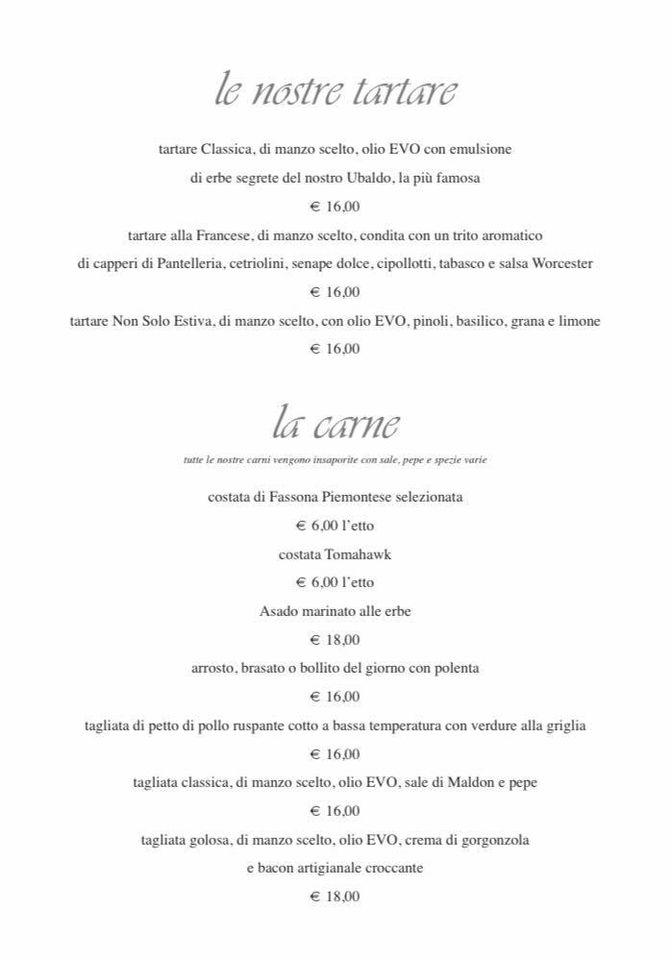 Menu at Da Nacio restaurant, Brescia