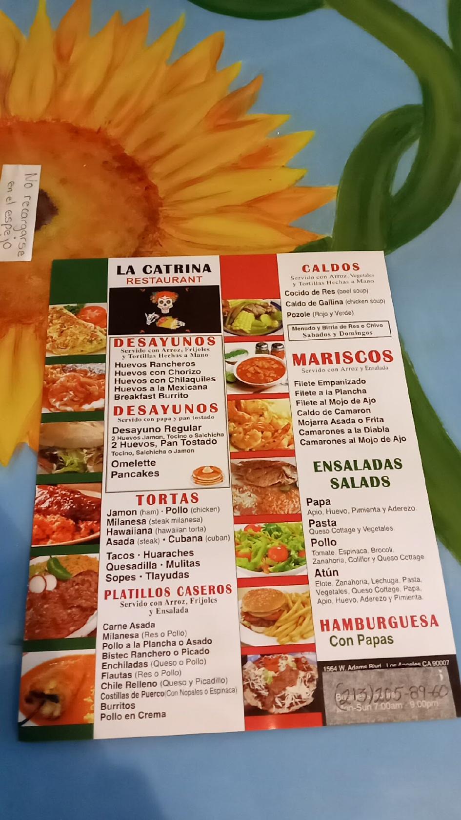 Menu at La Catrina Restaurant, Los Angeles