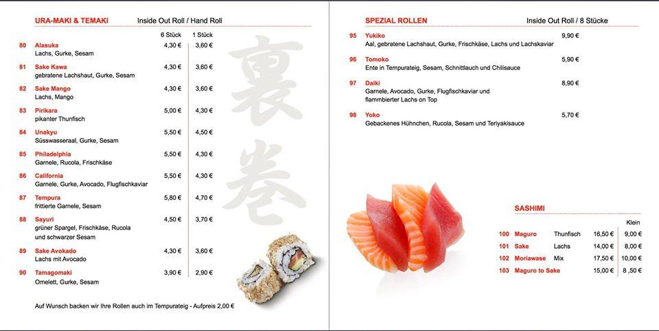 Speisekarte von Misako Sushi restaurant, Forchheim