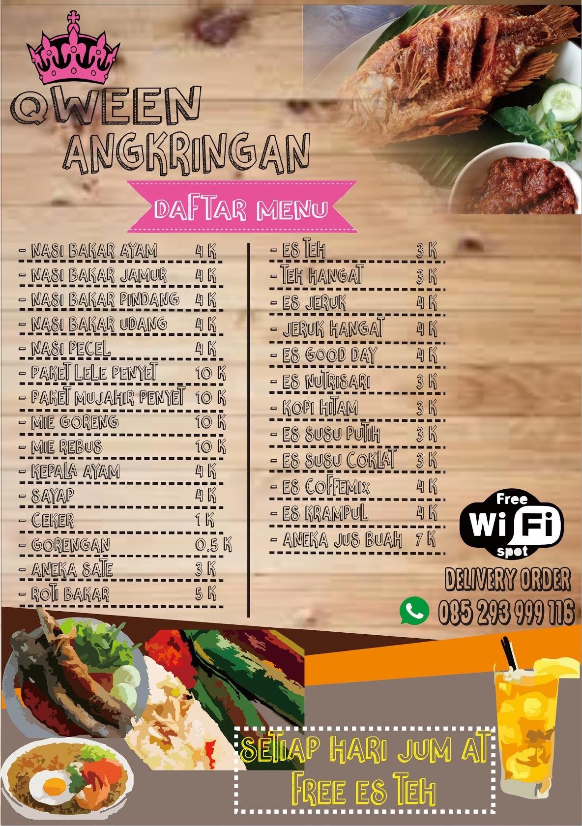 Menu at Qween Angkringan cafe, Blora