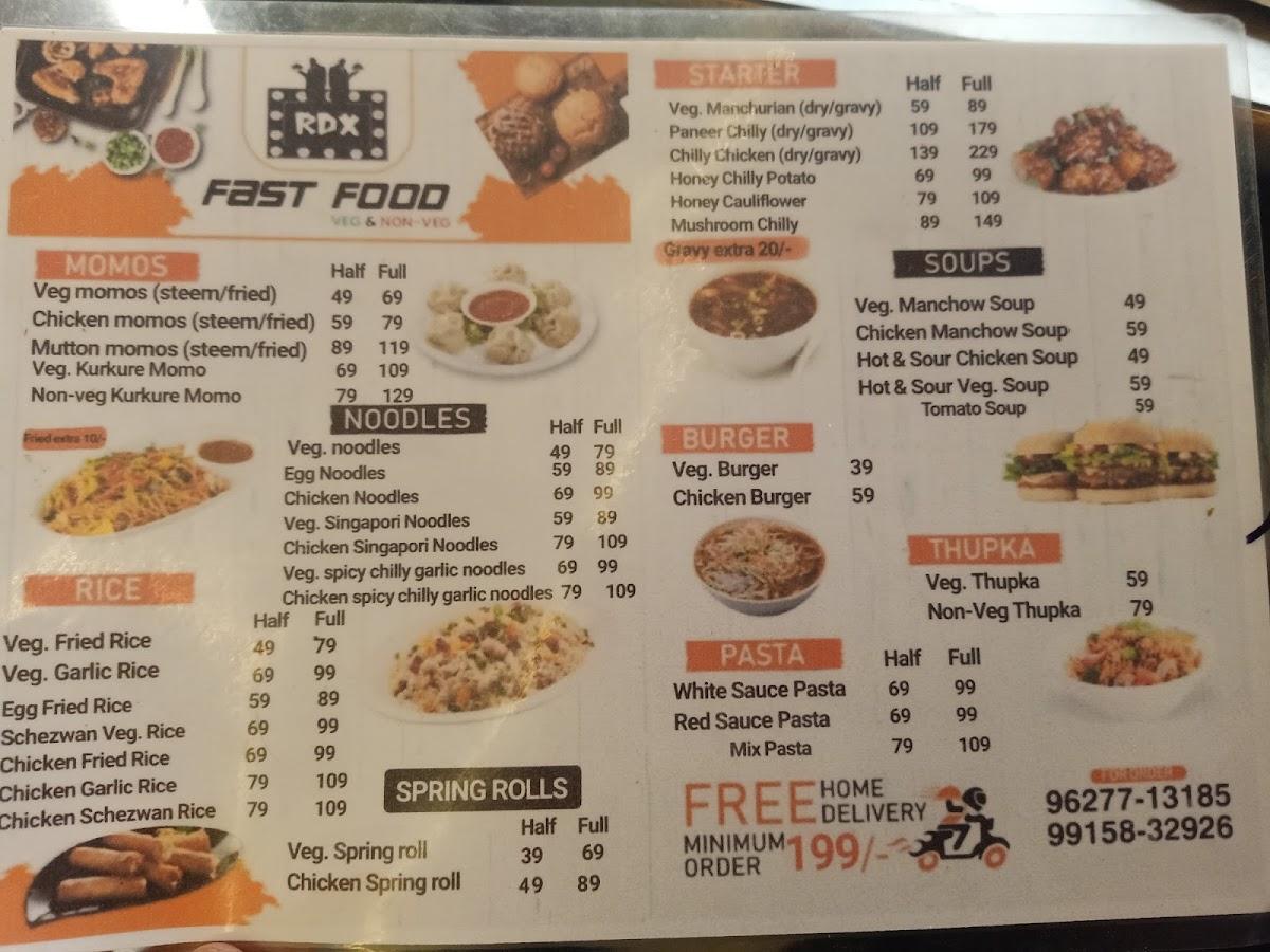 Menu at RDX Chinese Cafe, Kharar
