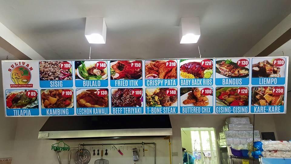 Menu at Sullivan Native Restaurant, Baliuag