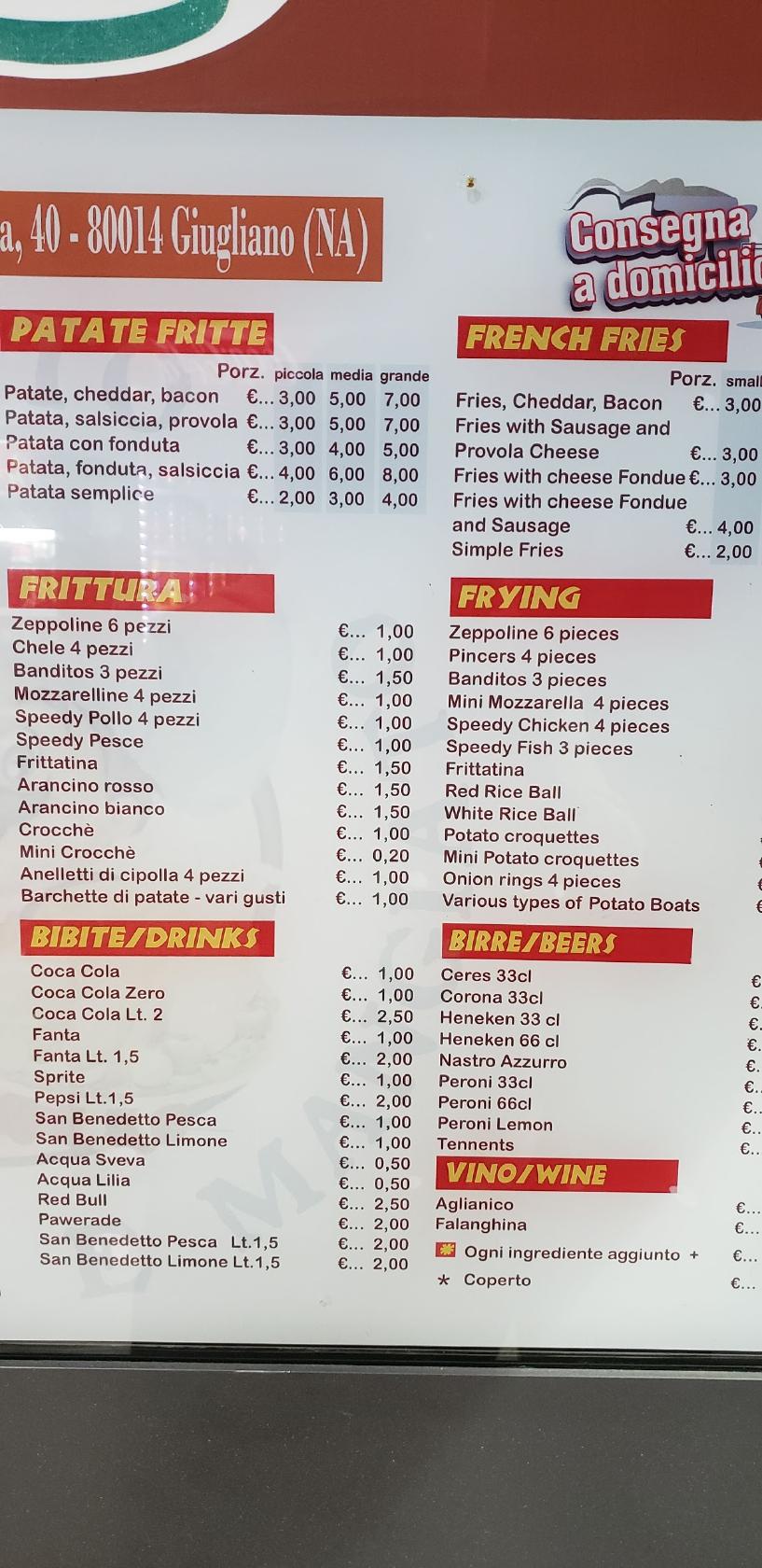 Menu at Chicken Man restaurant, Lago Patria