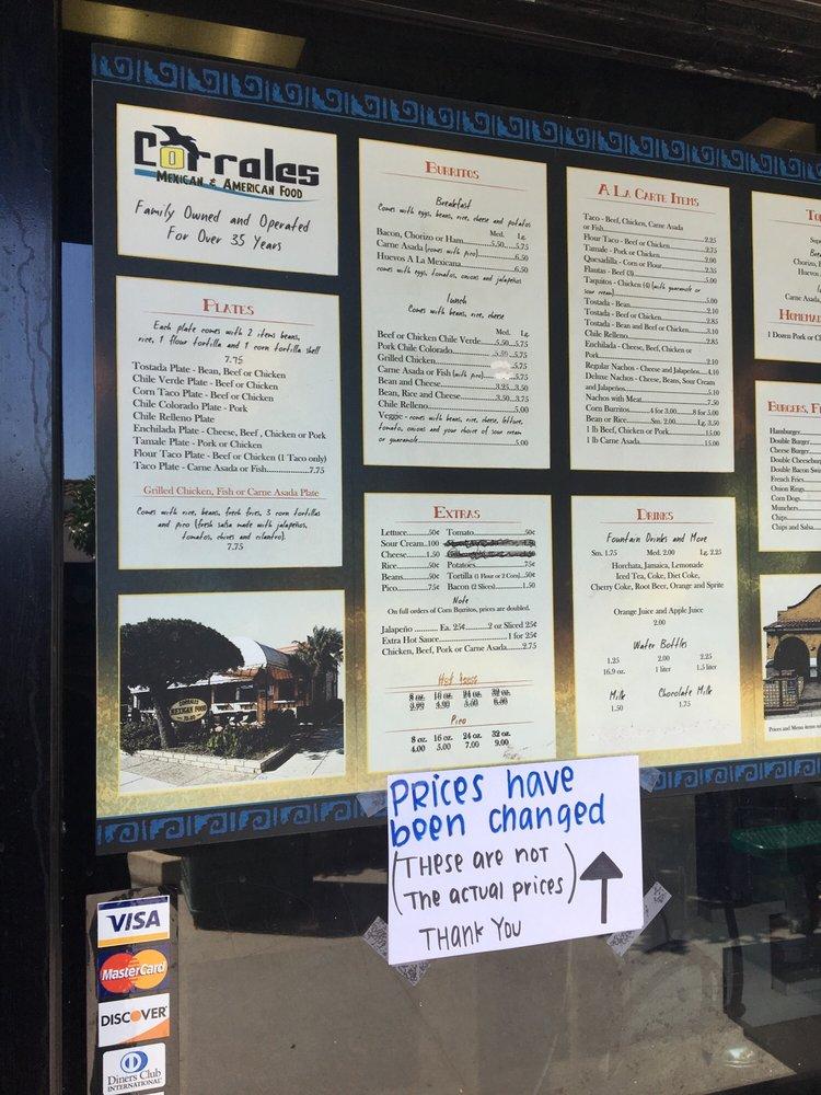 Menu at Corrales Mexican Food fast food, Ventura, 795 E Thompson Blvd