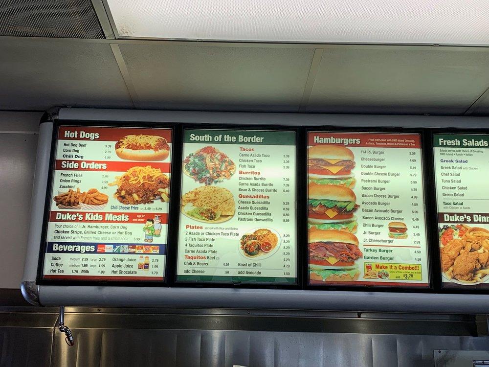 Menu at Duke's restaurant, La Puente