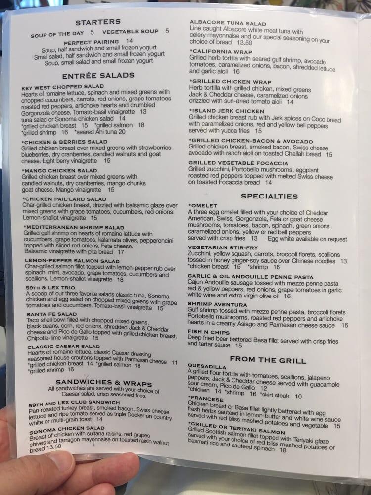 Menu at Forty carrots cafeteria, Aventura