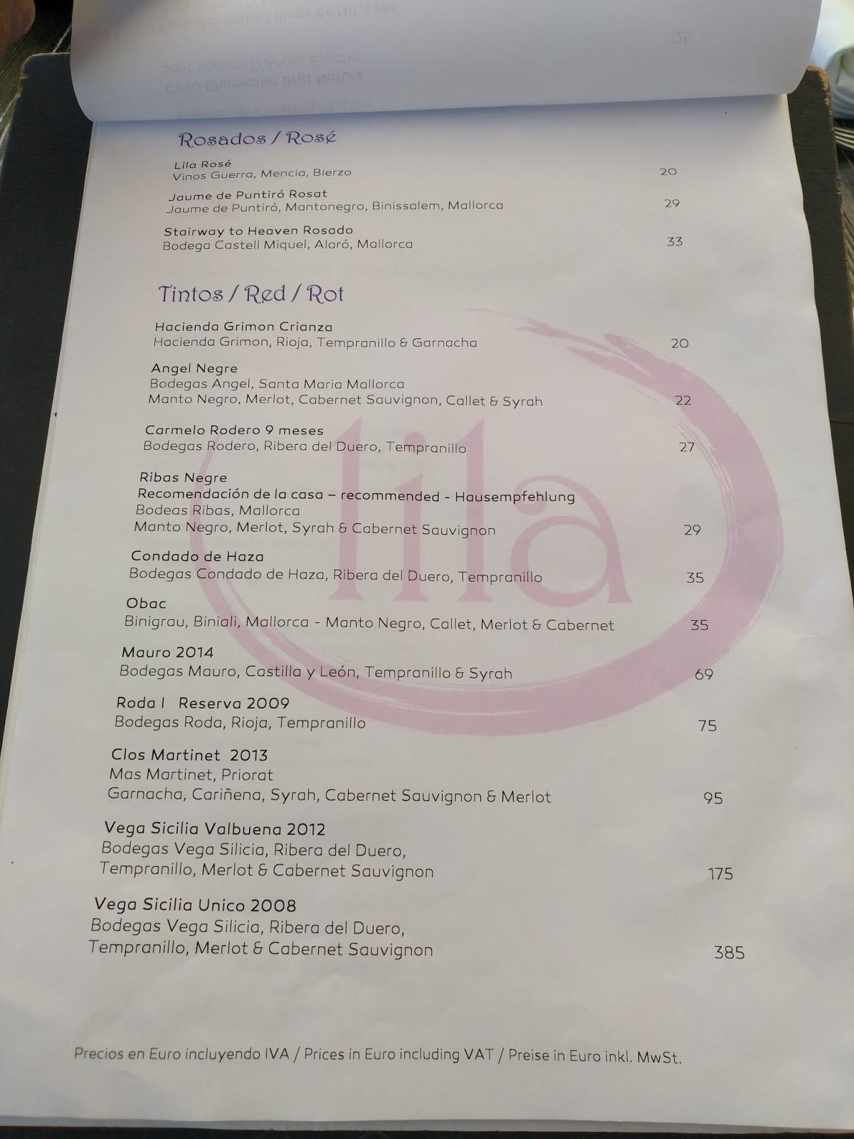 Menu at LILA PORTALS restaurant, Portals Nous