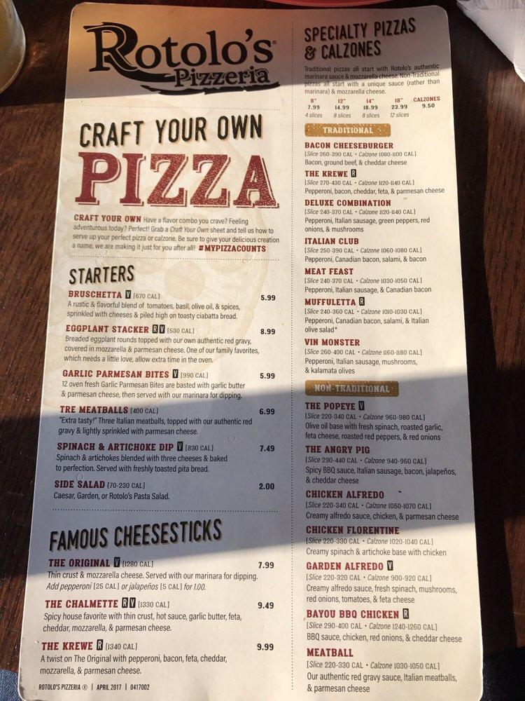 Carta de Rotolo's Pizzeria, Port Allen, La Hwy 1 S ste a