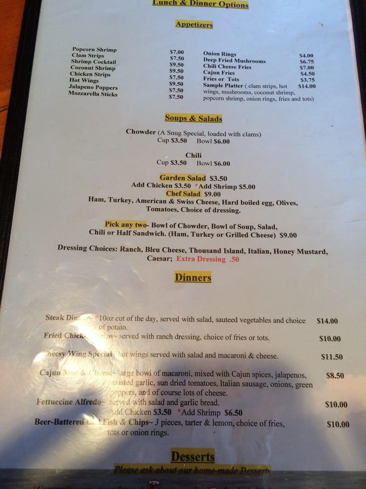 Menu at Snug Harbor Bar and Grill, Lincoln City
