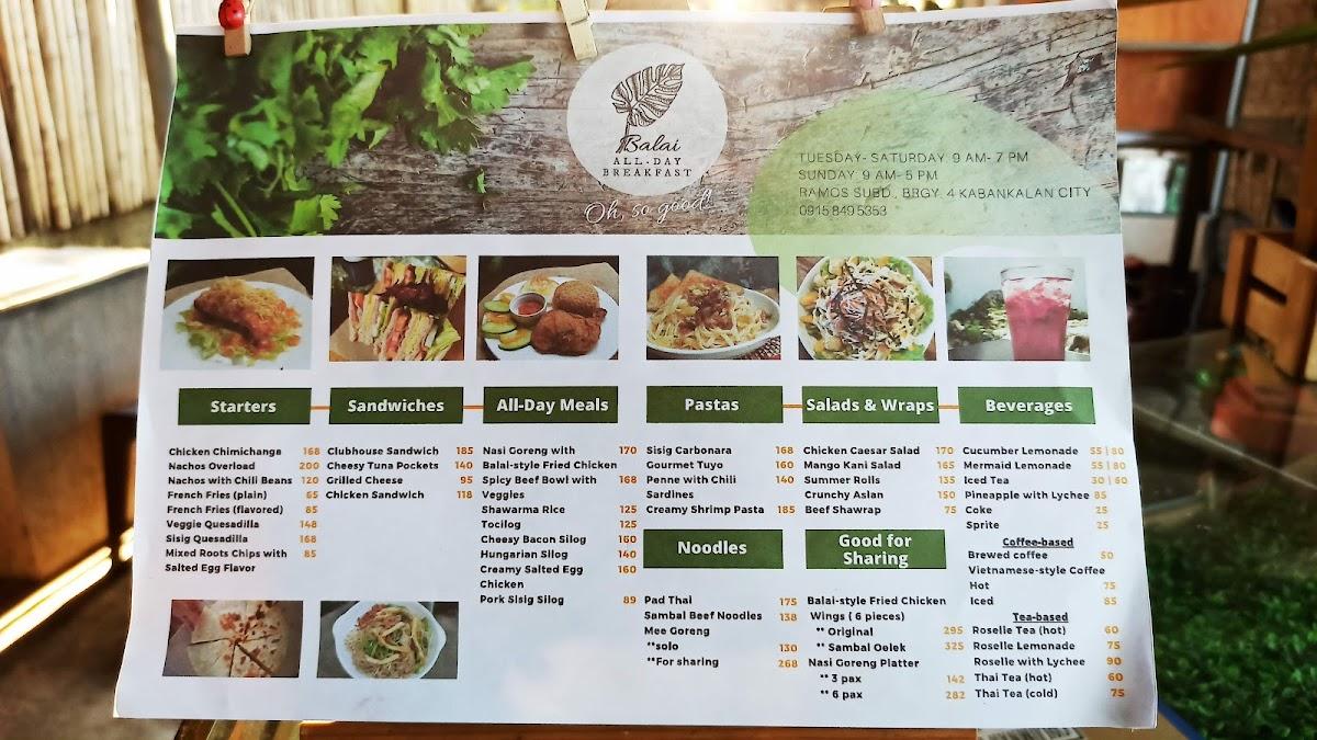 Menu at Balai All-Day Breakfast cafe, Kabankalan