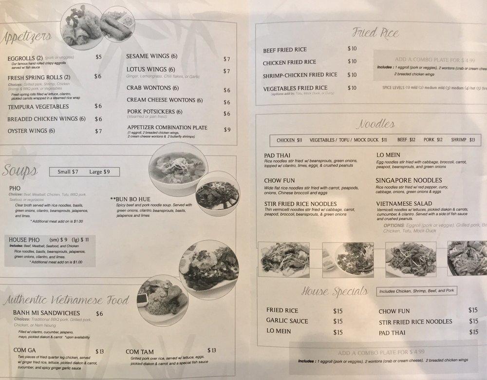 Menu at Lotus Maple Grove restaurant, Maple Grove