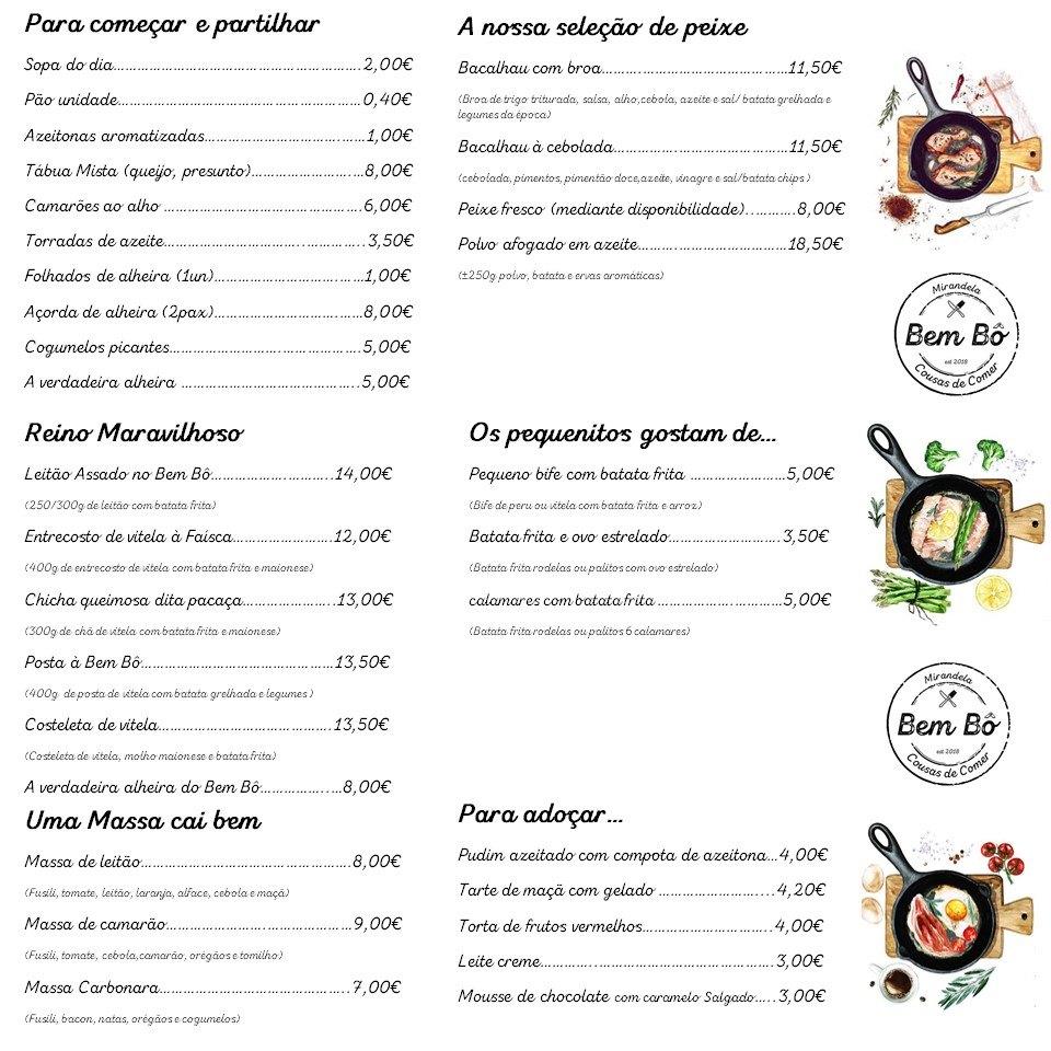 Menu em BEM BÔ restaurante, Mirandela