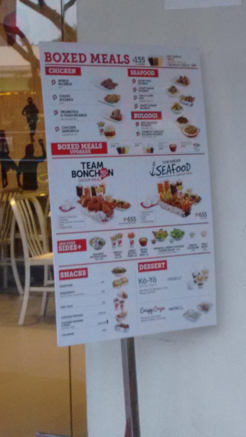 Carta de comida rápida Bonchon Chicken, Cebú, 8W94+68M